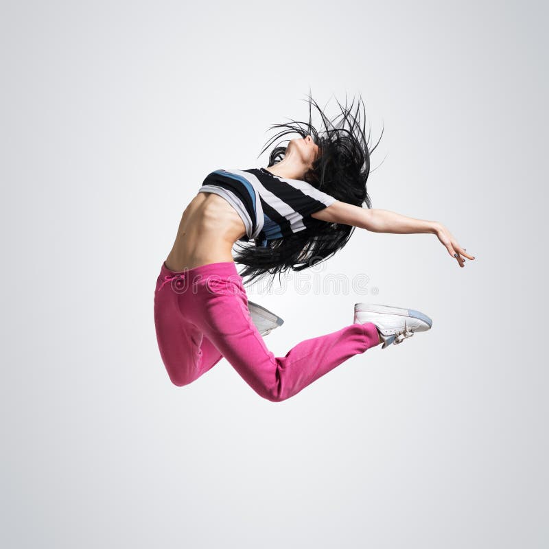 Female Martial Artist with Powder Jump Kick Stock Image - Image of girl ...