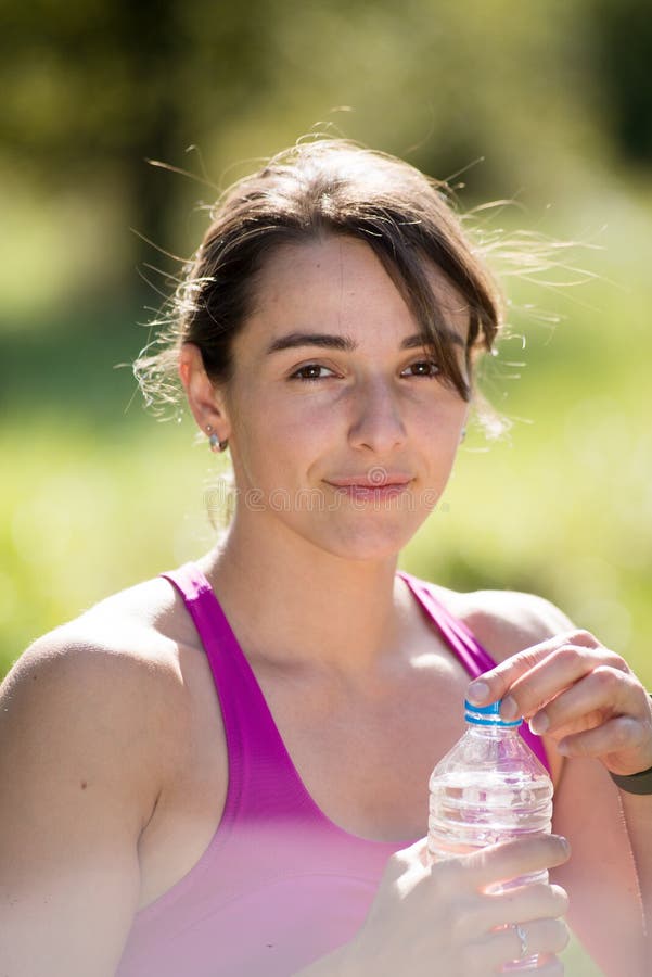 Athletic Girl Drinking Water after Exercising Stock Image - Image of ...