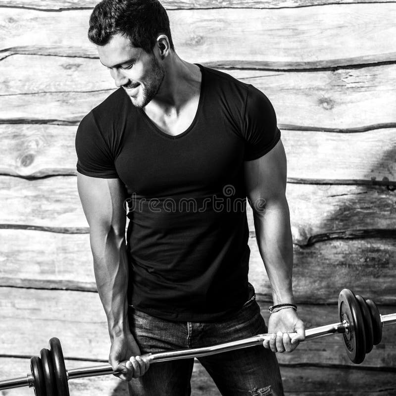 Athletic Handsome Man Trains Outdoor Stock Photo - Image of macho ...