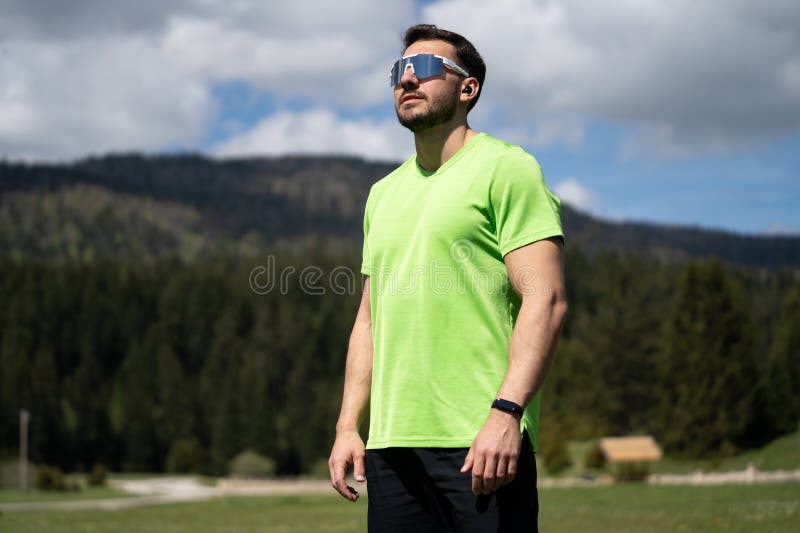 Athletic Male Posing during Outdoor Workout Break Stock Image - Image ...