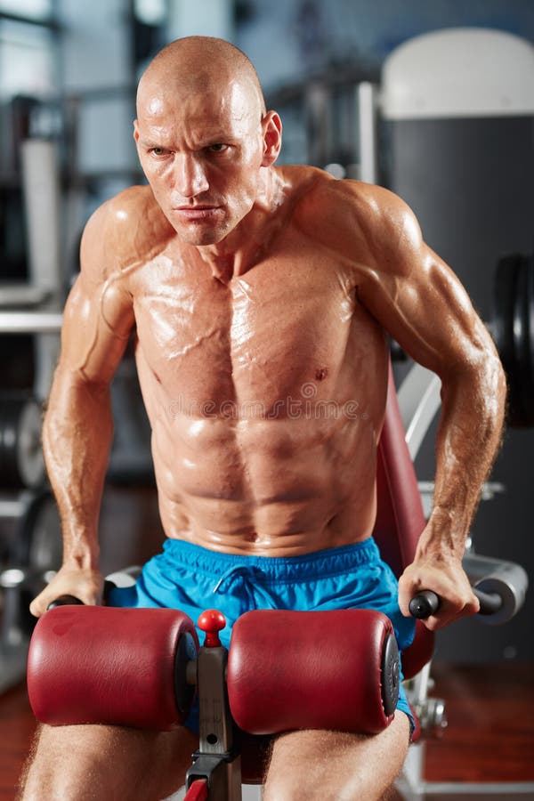 Athletic Man Doing Triceps Workout Stock Image - Image of activity ...