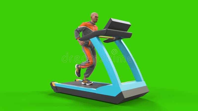 Athletic Man Green Screen Running on a Treadmill 3D Animation Rendering ...