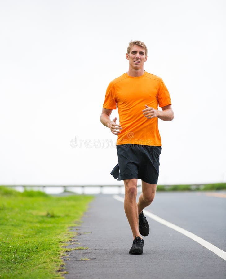 Athletic Man Running Jogging Outside, Training Stock Image - Image of ...
