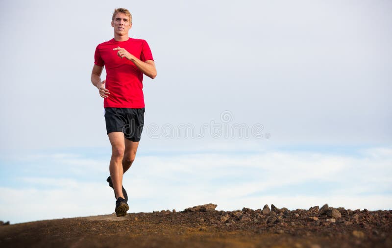 Athletic Man Running Jogging Outside, Training Stock Image - Image of ...