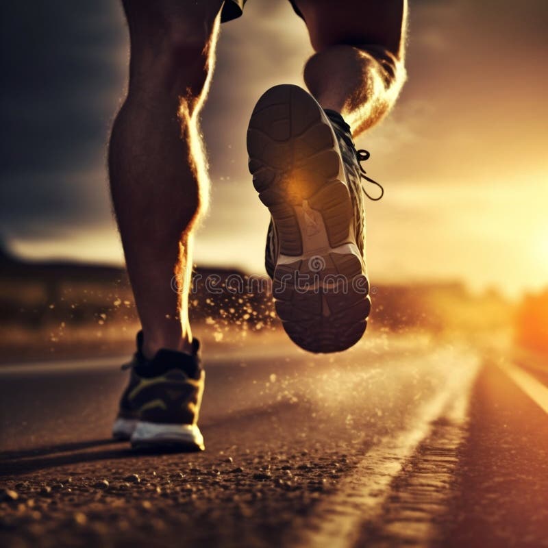 Athletic Man Running on Road. Generative Ai Stock Illustration ... Athletic Man Running on Road. Generative Ai Stock Illustration ...