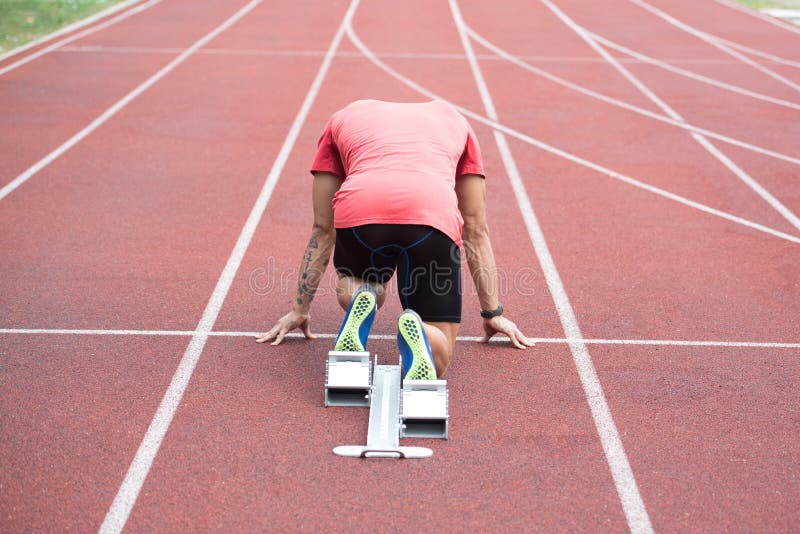 Man Runner Getting Ready To Start Sprinting Run Stock Image - Image of ...