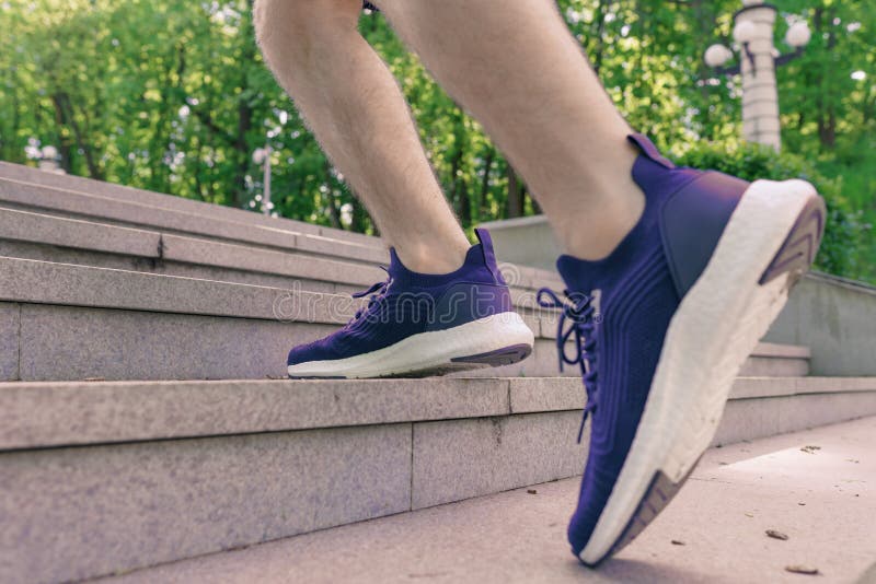 Athletic Man Running Up Staircase Stock Photo - Image of athlete ...