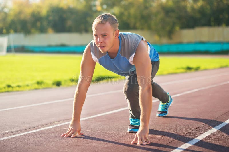 Athletic Man Standing Posture Ready To Run Treadmill Stock Photos ...