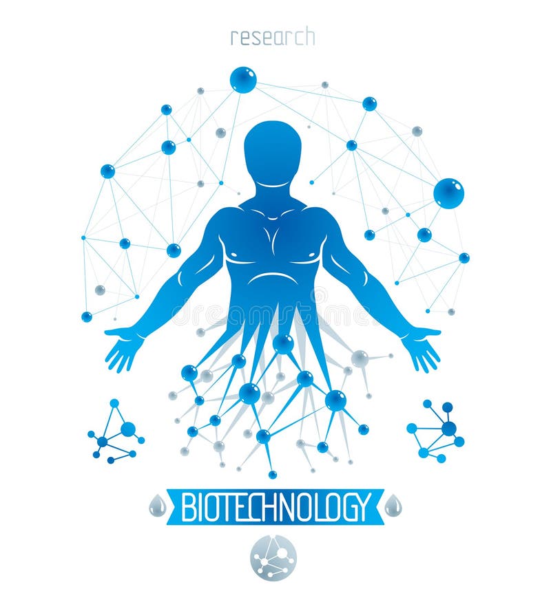 Athletic Man Vector Illustration Made Using Futuristic Molecular ...