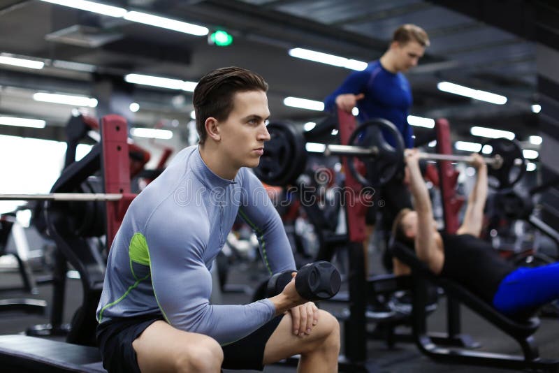 Athletic Man Training in Modern Gym Stock Image - Image of lifestyle ...