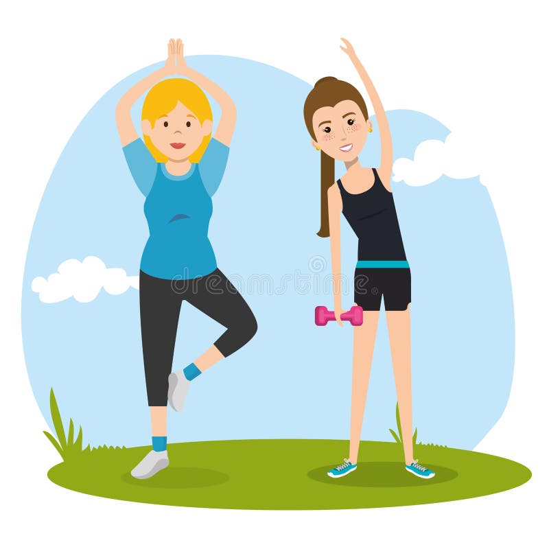 Athletic People Practicing Exercise Characters Stock Vector ...