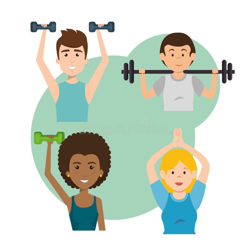 Athletic People Practicing Exercise Characters Stock Vector ...