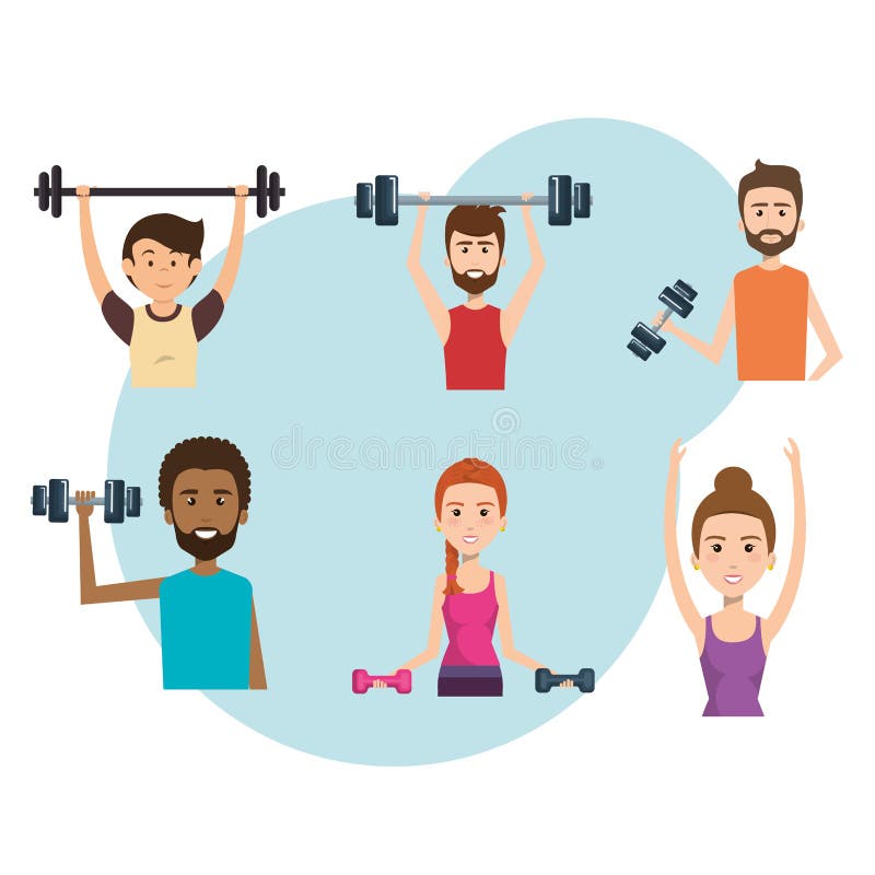 Athletic People Practicing Exercise Characters Stock Vector ...