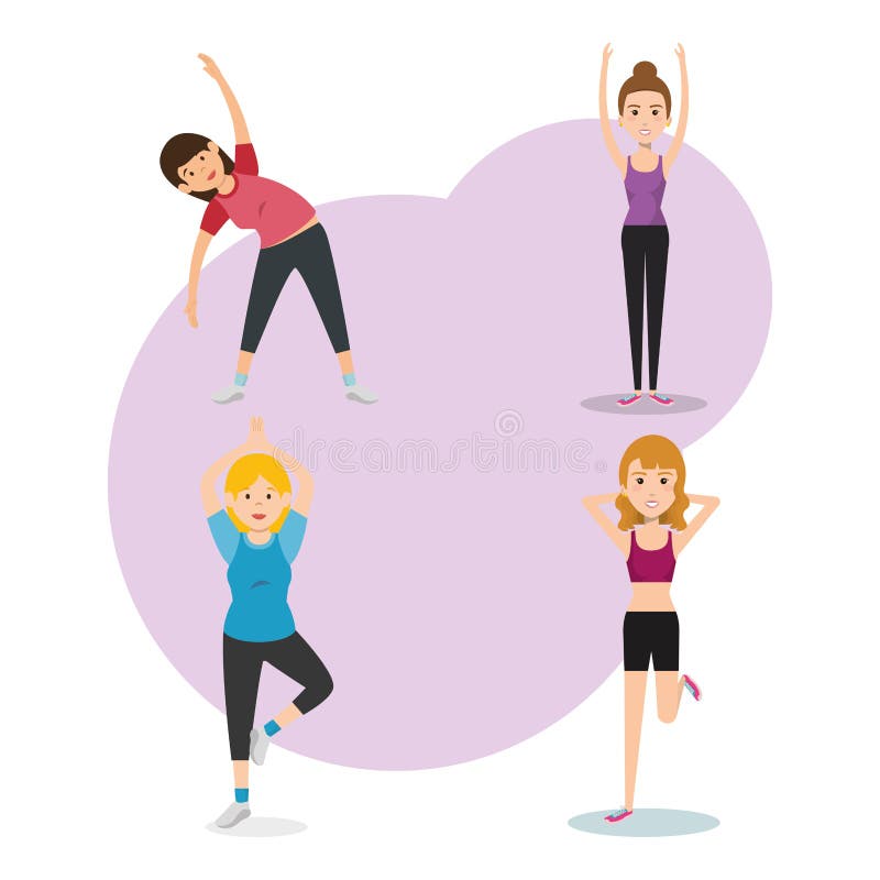 Athletic People Practicing Exercise Characters Stock Vector ...