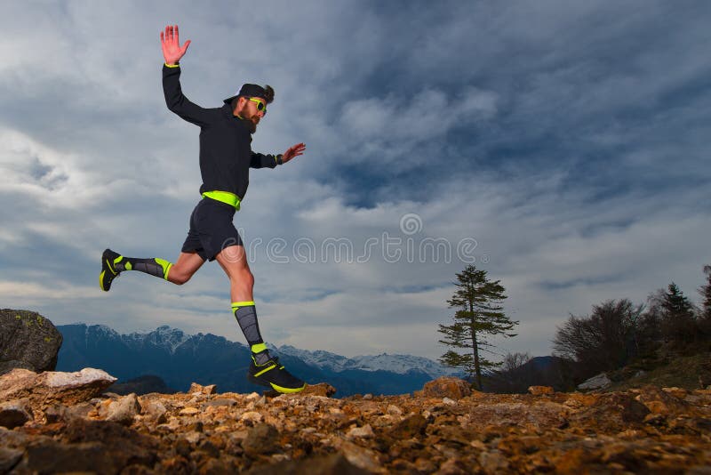 Athletic Preparation of a Man for Trail Running Competitions in Stock ...