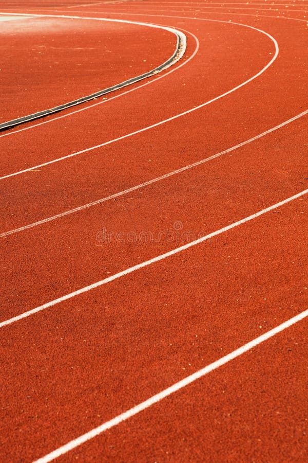 Athletic Red Running Tracks Whit White Lines Stock Photo - Image of ...