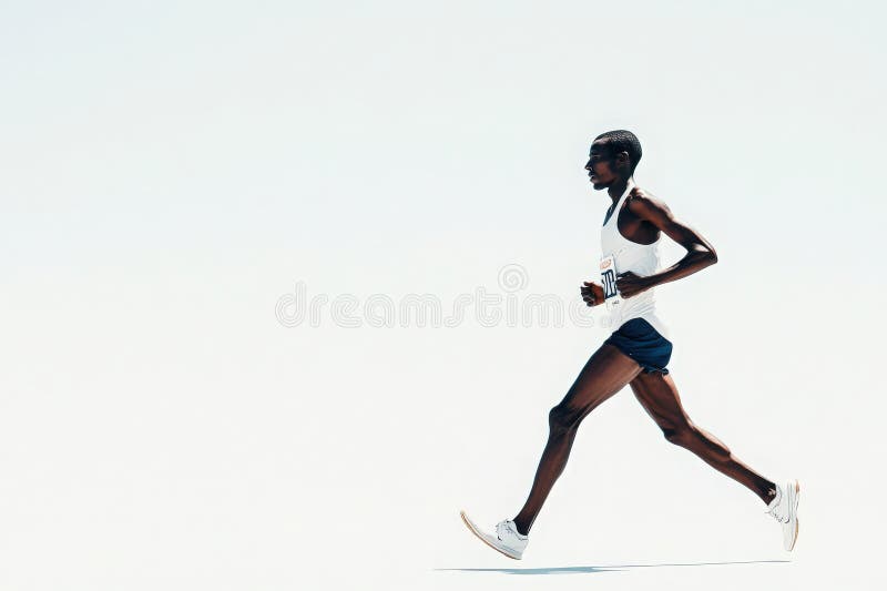 Athletic Runner in Mid-stride on Clean White Background Showcasing ...