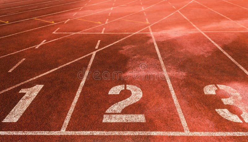 123 on an Athletic Running Track Lane. Stock Image - Image of finish ...