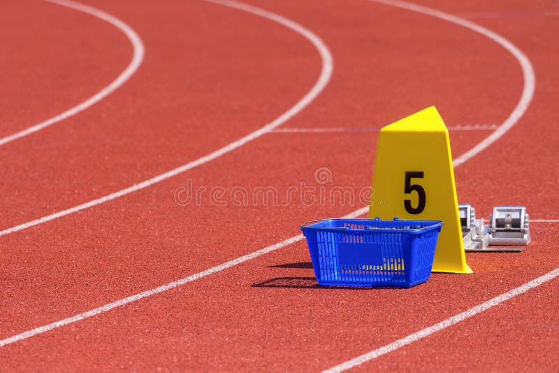Athletic Stadium with Running-tracks and Start Blocks Stock Image ...