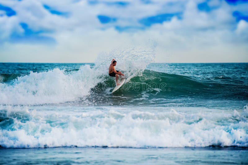 Athletic surfer with board stock image. Image of pacific - 41851125