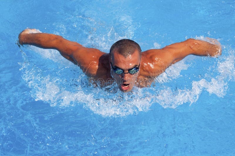 Swimmer Athletic Man Swimming Butterfly Stock Photo - Image of athletic ...