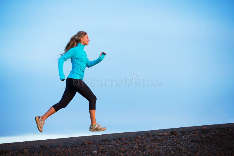 Athletic Woman Running Jogging Outside Stock Photo - Image of nature ...