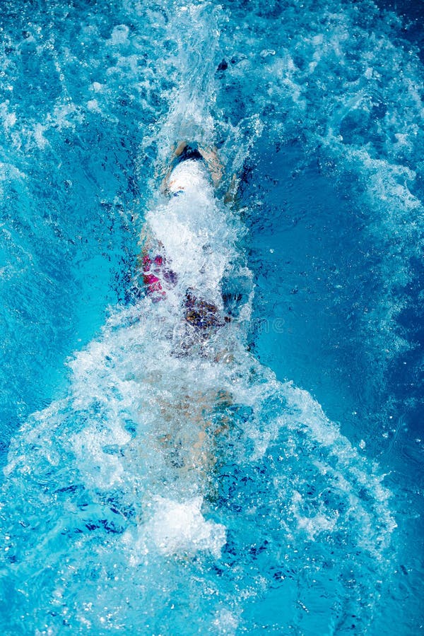 Woman Swimming with Swimming Hat in Swimming Pool Stock Photo - Image ...