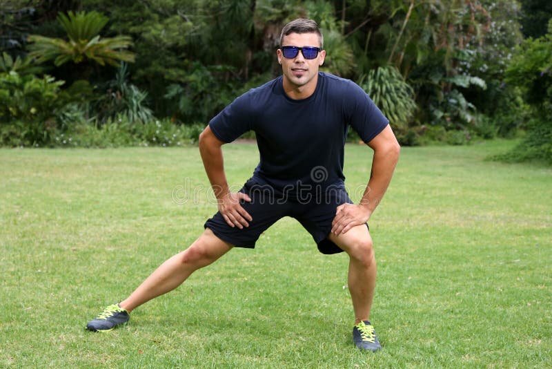 Athletic Young Man Doing Exercises Stock Photo - Image of handsome ...