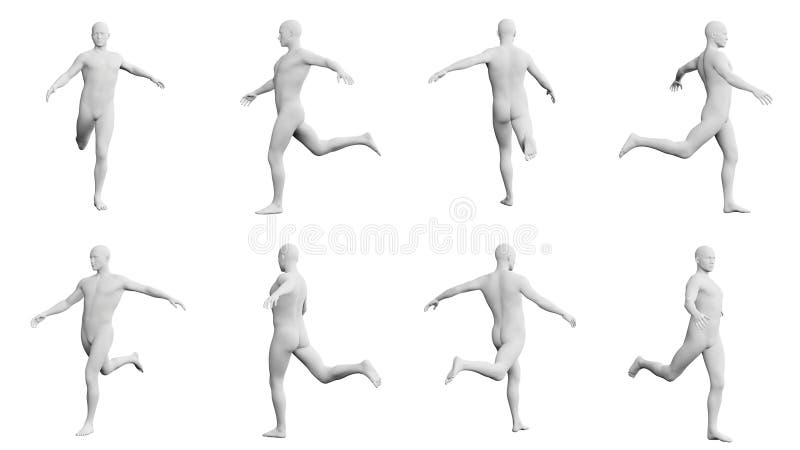 Athletic Young Man Kicking, Multiple Views (side, Front, Back), 360 ...