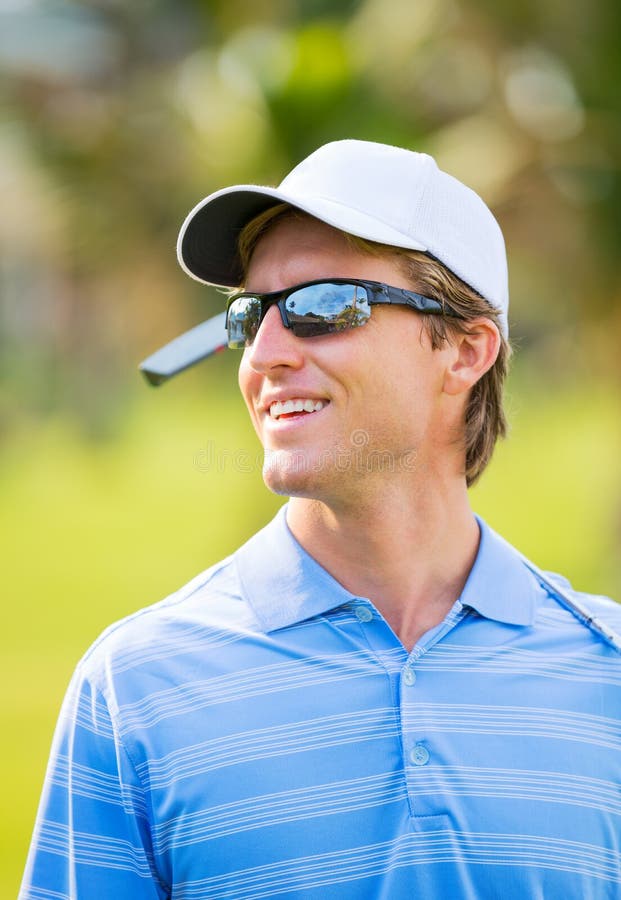 Athletic Young Man Playing Golf Stock Photo - Image of outside, person ...