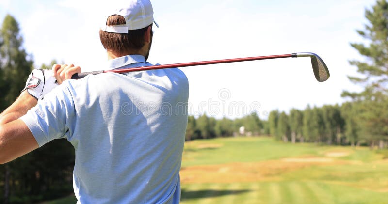 Athletic Young Man Playing Golf in Golfclub Stock Photo - Image of ...