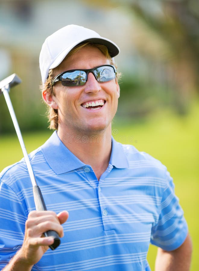 Athletic Young Man Playing Golf Stock Image - Image of adult, person ...