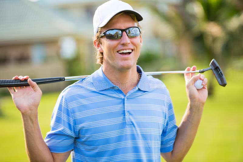 Athletic Young Man Playing Golf Stock Image - Image of adult, person ...