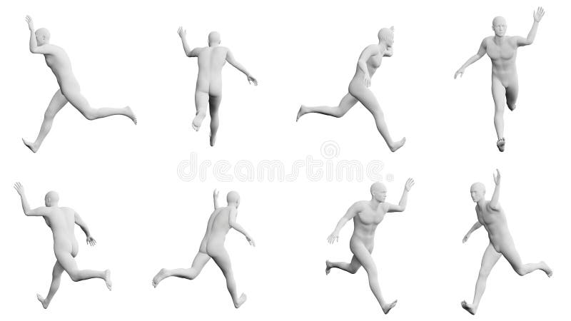 Athletic Young Man Running, Multiple Views (side, Front, Back), 360 ...