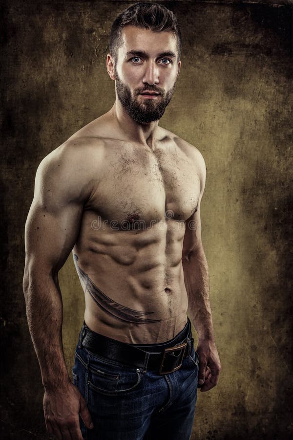 Athletic Young Man with Six Pack Stock Image - Image of convinced ...