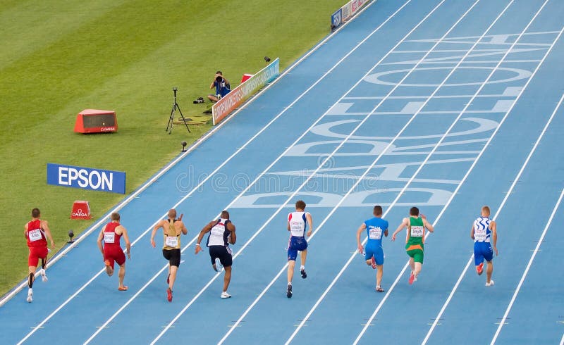 Athletics 100 meters race editorial stock photo. Image of racing - 20100728