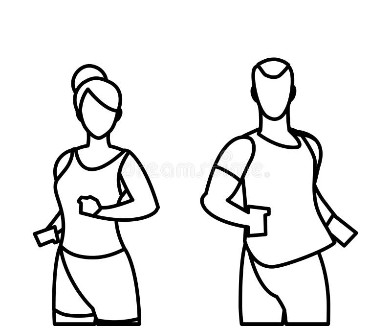 Athletics Couple Running Characters Stock Illustration - Illustration ...