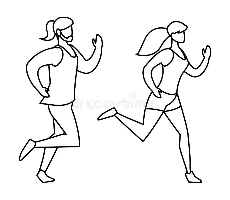 Athletics Couple Running Characters Stock Illustration - Illustration ...