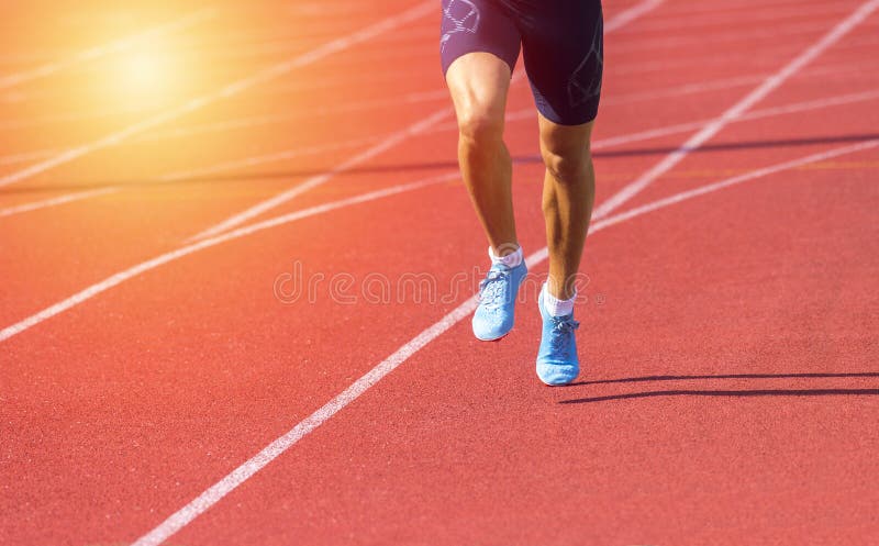 Athletics Man Running on the Track Field Stock Image - Image of motion ...