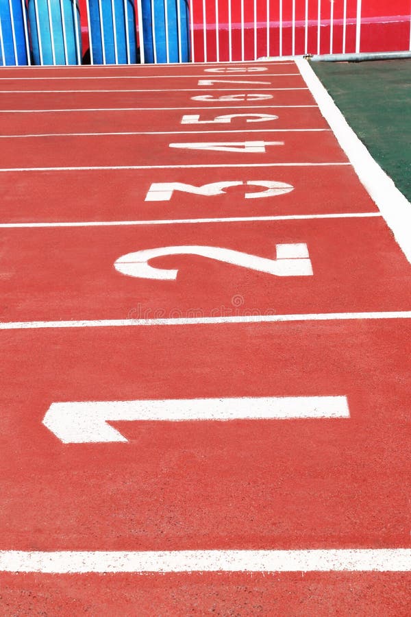 Athletics Red Track Lane Numbers Stock Image - Image of lane, sprint ...
