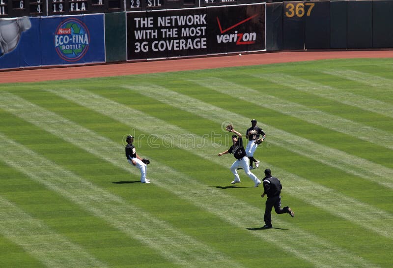Athletics Run Down Ball in Outfield Editorial Stock Image - Image of ...