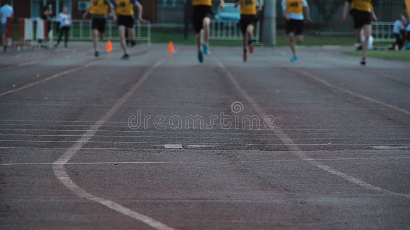 Athletics Running in the Stadium Stock Footage - Video of compete ...