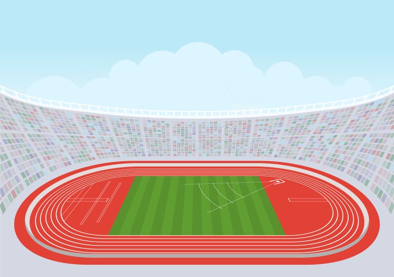 Athletics Stadium with Track at Panorama Night View Stock Illustration ...