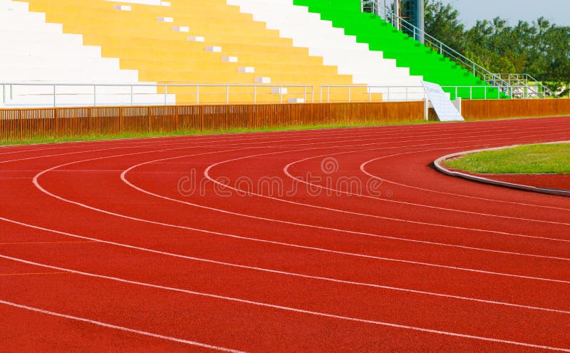 Athletics Stadium with Red Track : Sport Theme Stock Photo - Image of ...