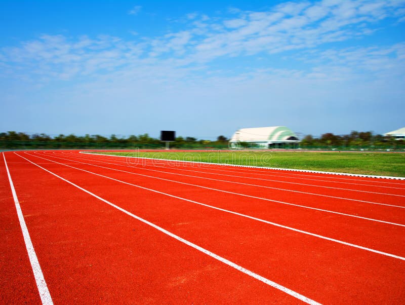 Athletics Stadium Running Track Rubber Standard Red Color Stock Image ...