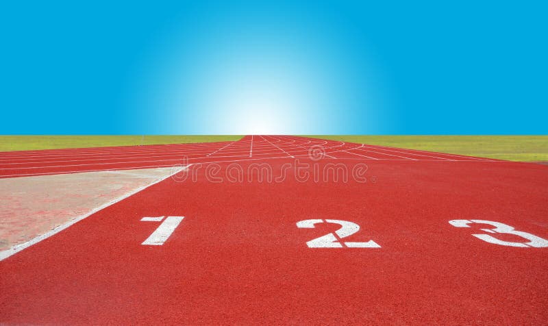 Athletics Stadium Running Track Rubber Standard Red Color Stock Photo ...