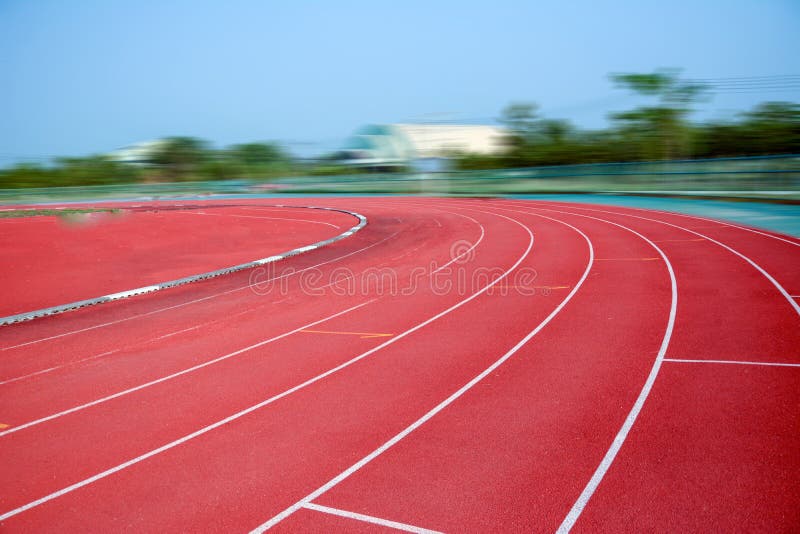 Athletics Stadium Running Track Rubber Standard Red Color Stock Image ...