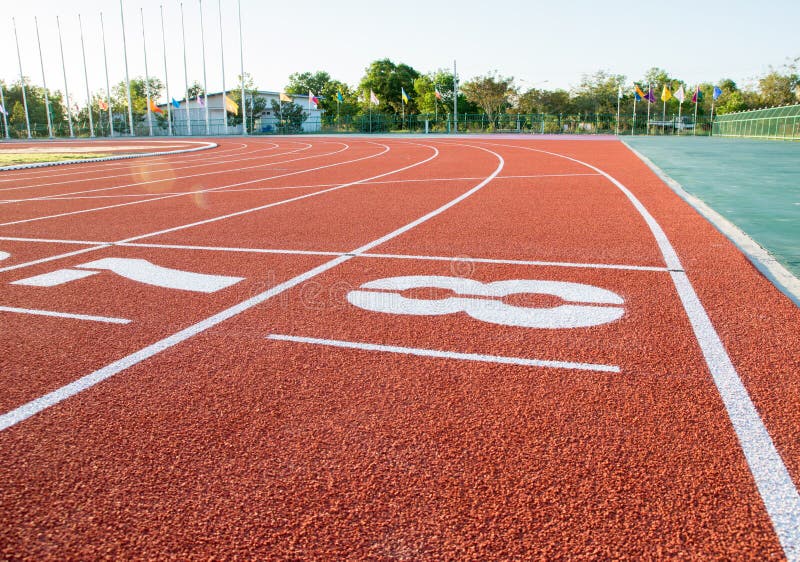 Athletics Stadium Running Track Rubber Standard Red Color Stock Image ...