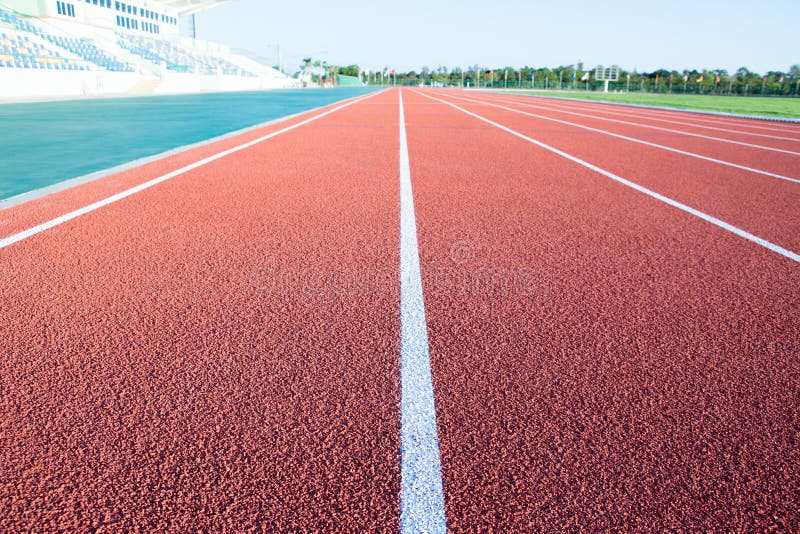 Athletics Stadium Running Track Rubber Standard Red Color Stock Photo ...