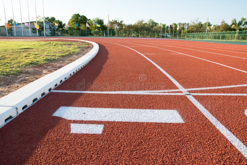 Athletics Stadium Running Track Rubber Standard Red Color Stock Image ...